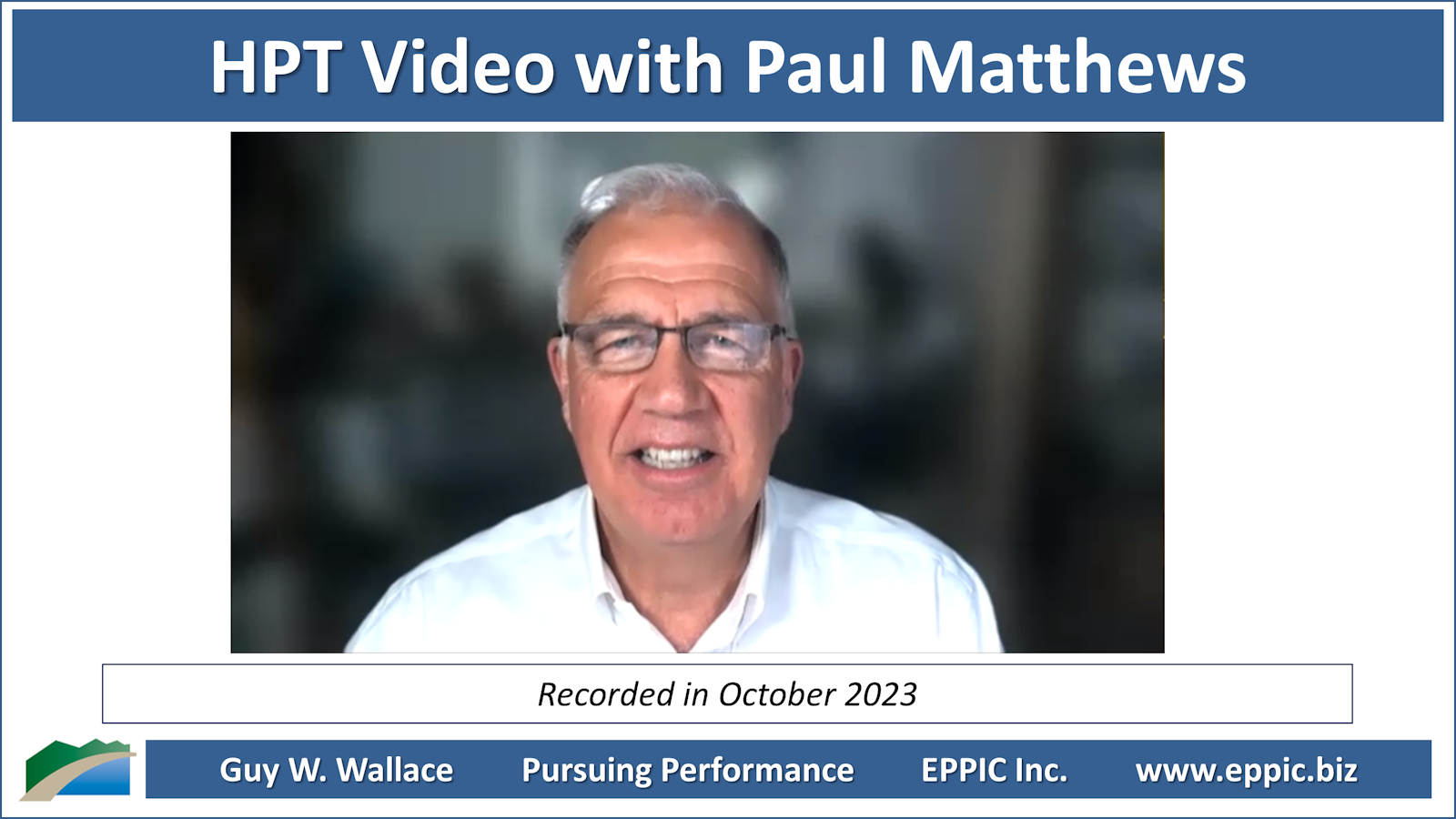 Guy Wallace interviewing Paul Matthews as part of the HPT Video Series